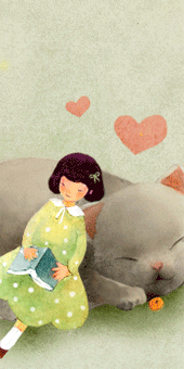 GIRL NAPPING WITH KITTY (in Animated GIFs)